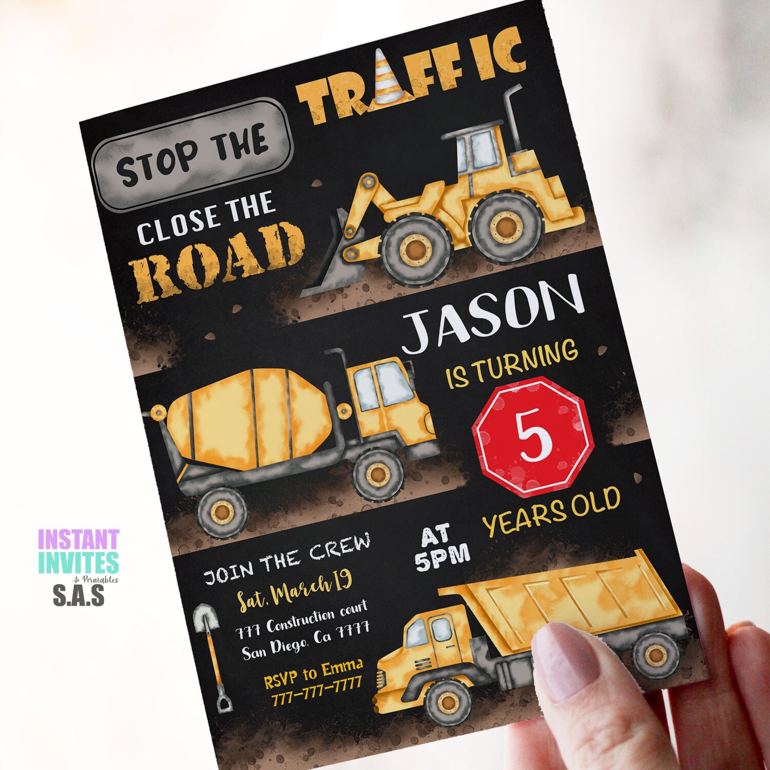 Construction Invitation Construction Invites Instant - Etsy