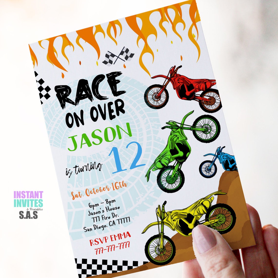 Bike Party Invitation Dirt Bike Invites Instant Download - Etsy