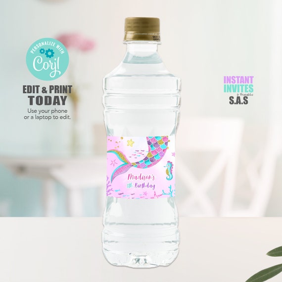 Mermaid Water Labels Mermaid Labels Mermaid Water Bottle | Etsy