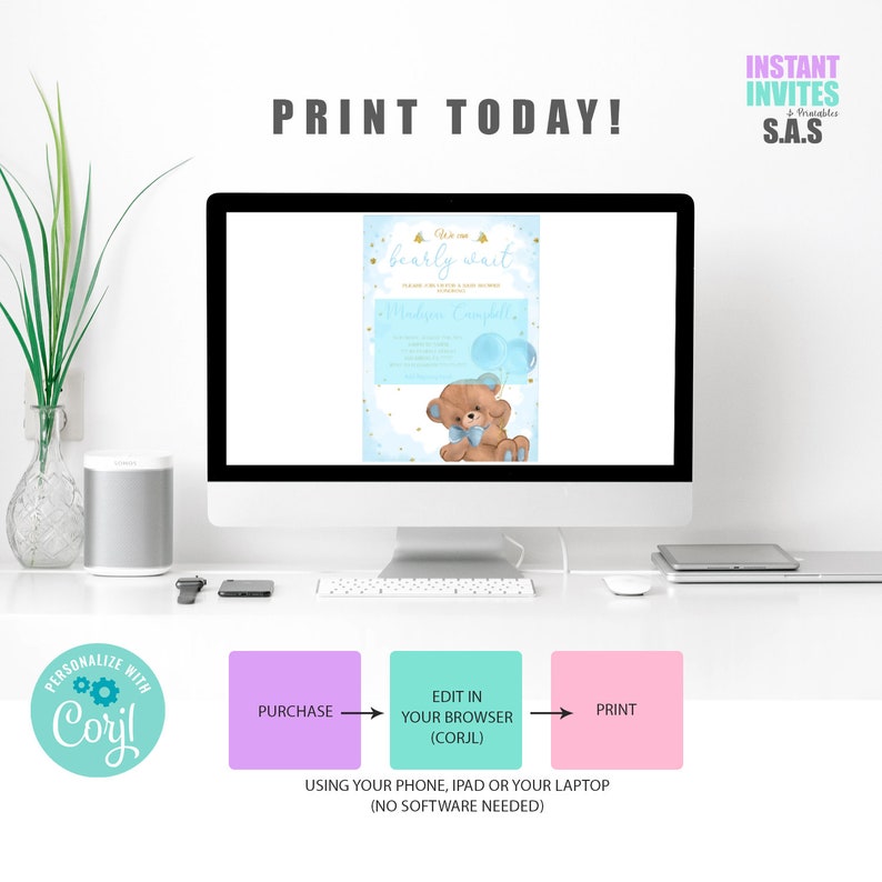 Teddy Bear Invitation Teddy Bear Invite Instant Download - Etsy