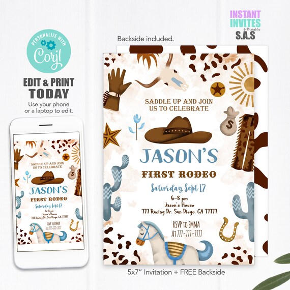 Cowboy Invitation Cowboy Invites Instant Download Cowboy - Etsy
