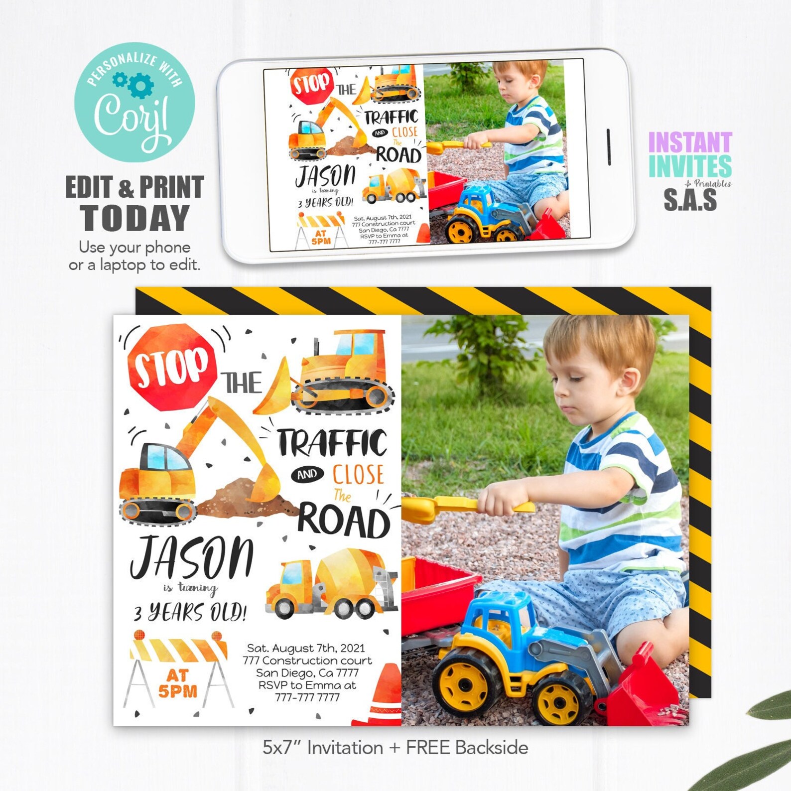 Editable Construction Invitation Construction Picture - Etsy