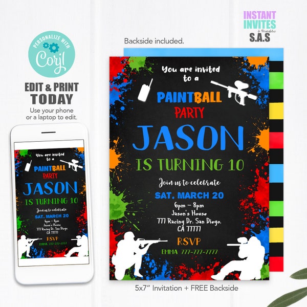 Paintball Invitation - Etsy