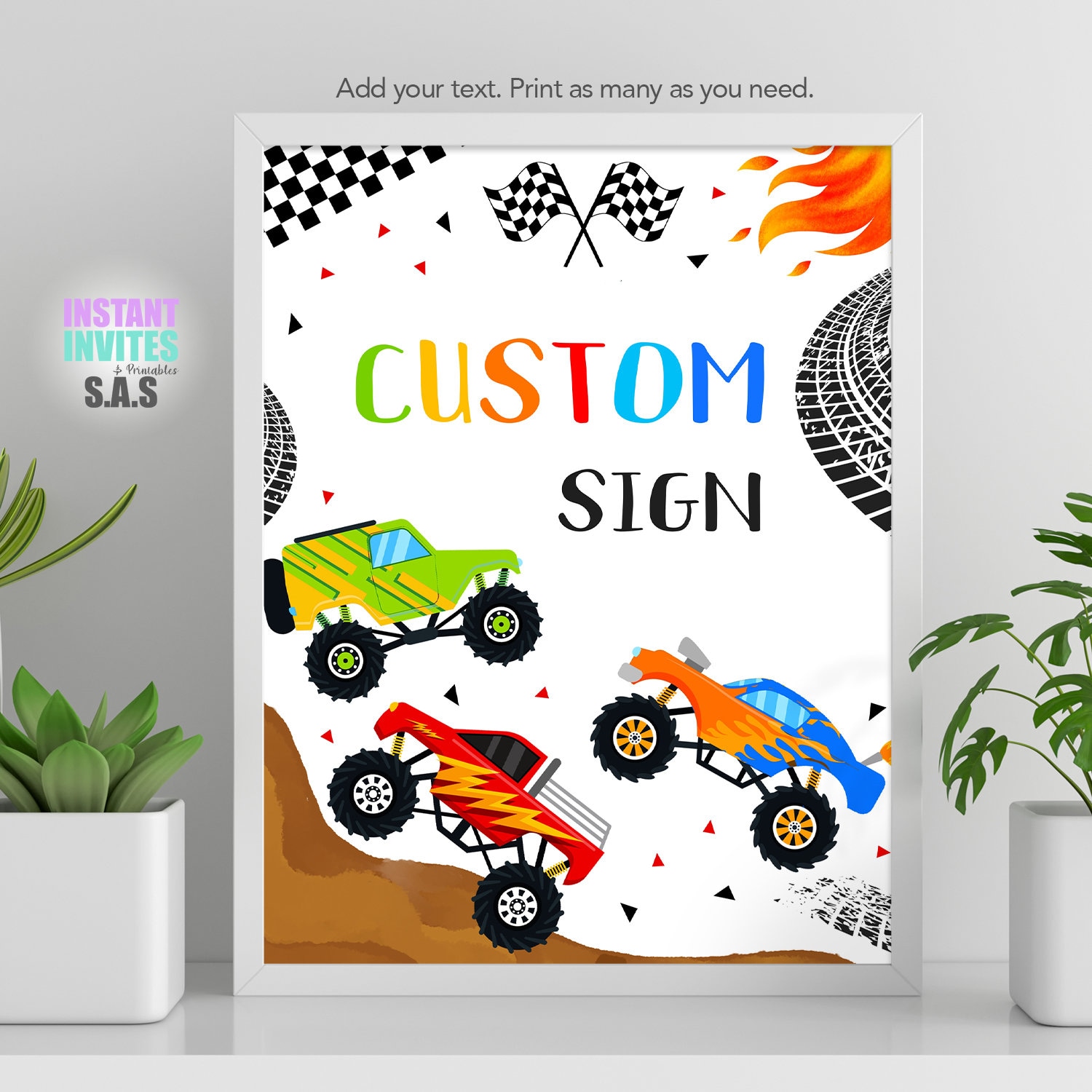 Editable Monster Truck Sign, Monster Truck Custom Sign, Monstertruck711 ...