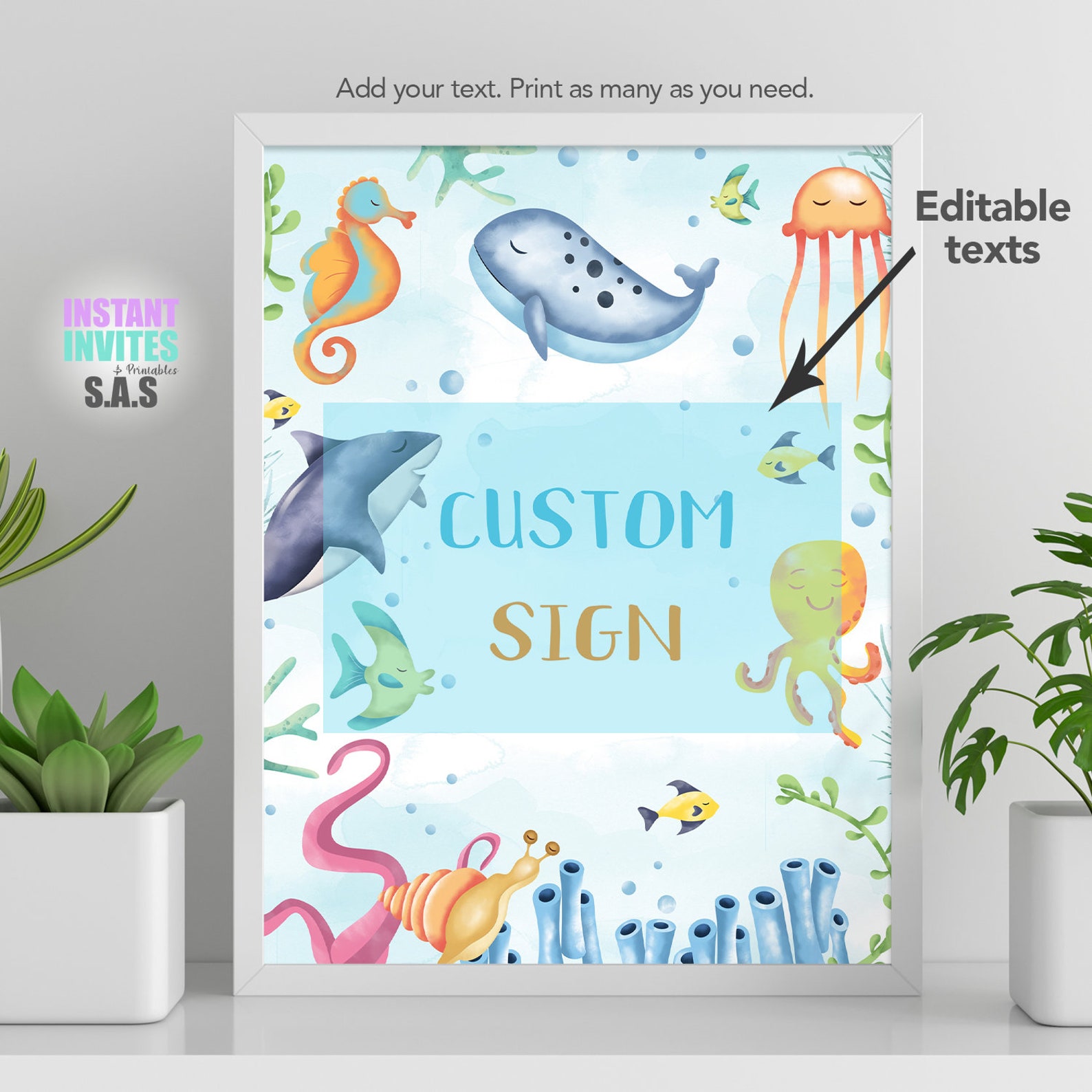 Editable Under the Sea Sign Under the Sea Custom Sign - Etsy