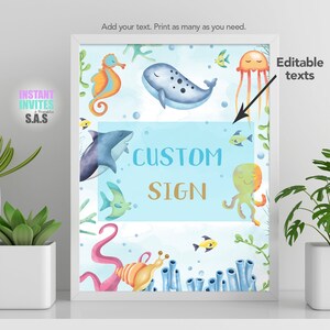 Editable Under the Sea Sign, Under the Sea Custom Sign, Undersea701 - Etsy