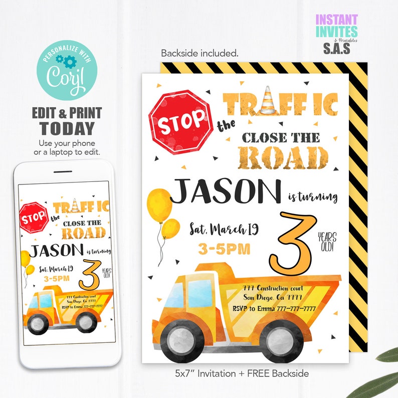 Construction Invitation Construction Invites Instant - Etsy