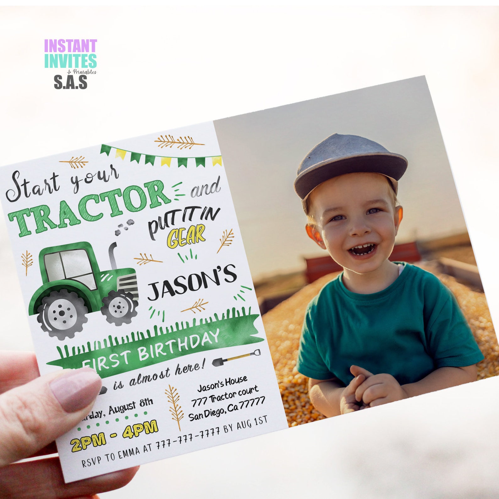 Editable Tractor Invitation Tractor Picture Invites Instant - Etsy