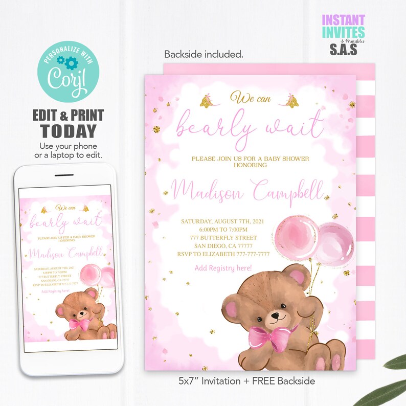 Teddy Bear Invitation Teddy Bear Invite Instant Download - Etsy