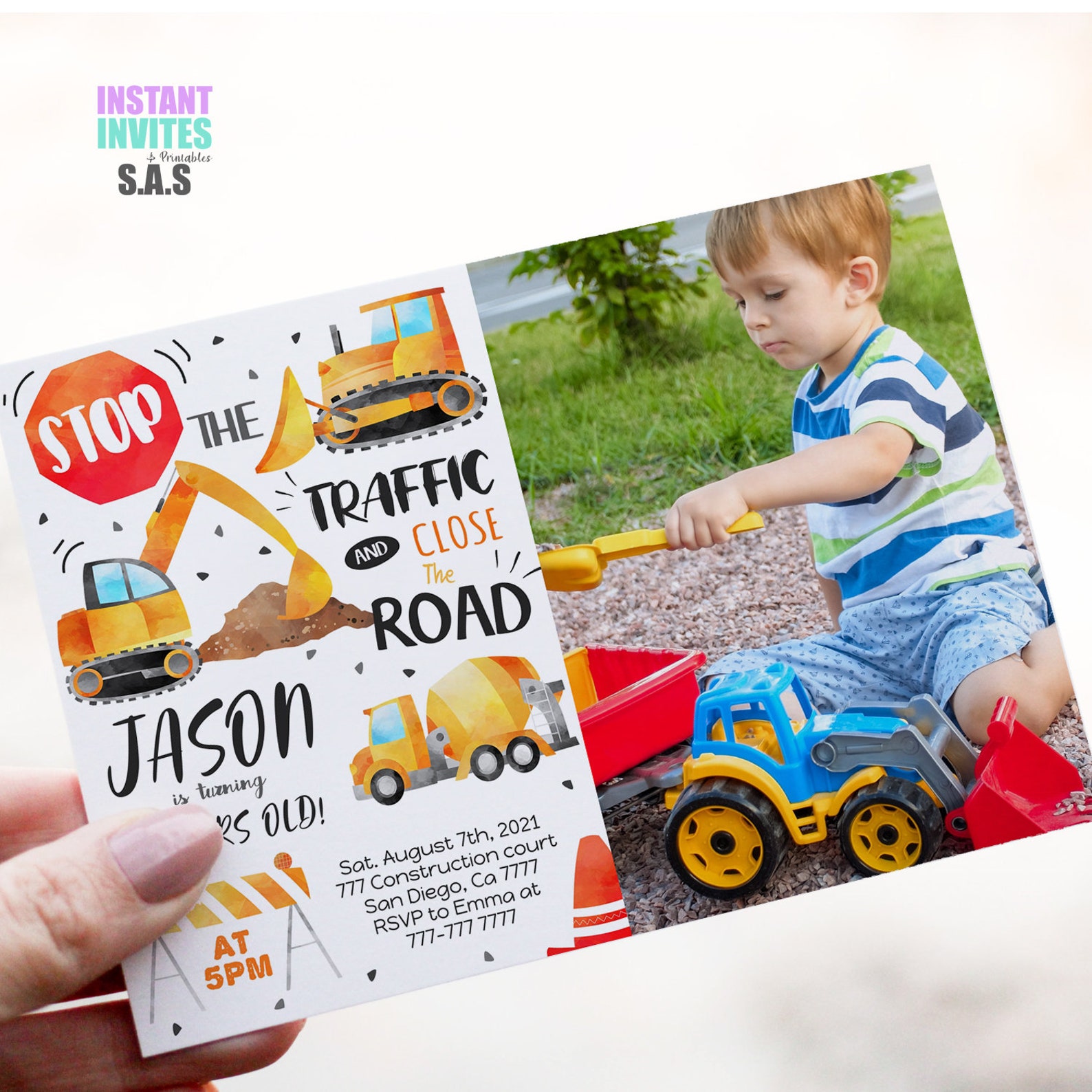 Editable Construction Invitation Construction Picture - Etsy