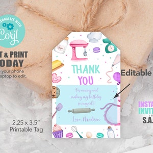 Baking Tags, Baking Birthday Tags, Baking Favor Tags, Baking703 - Etsy
