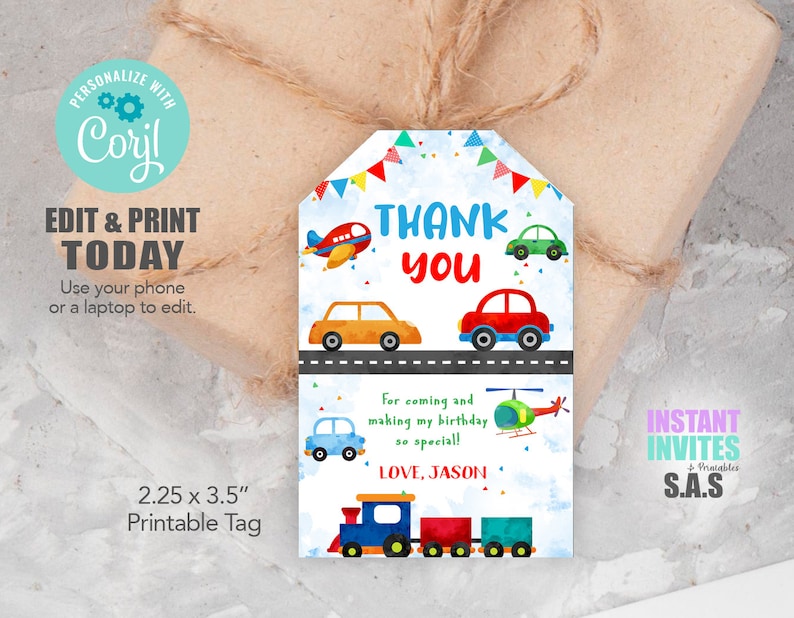 Transport Tags Transport Birthday Tags Transport Favor Tags - Etsy