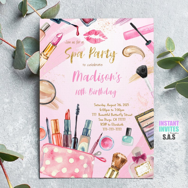 Spa Party Invitation Spa Birthday Invites Instant Download - Etsy