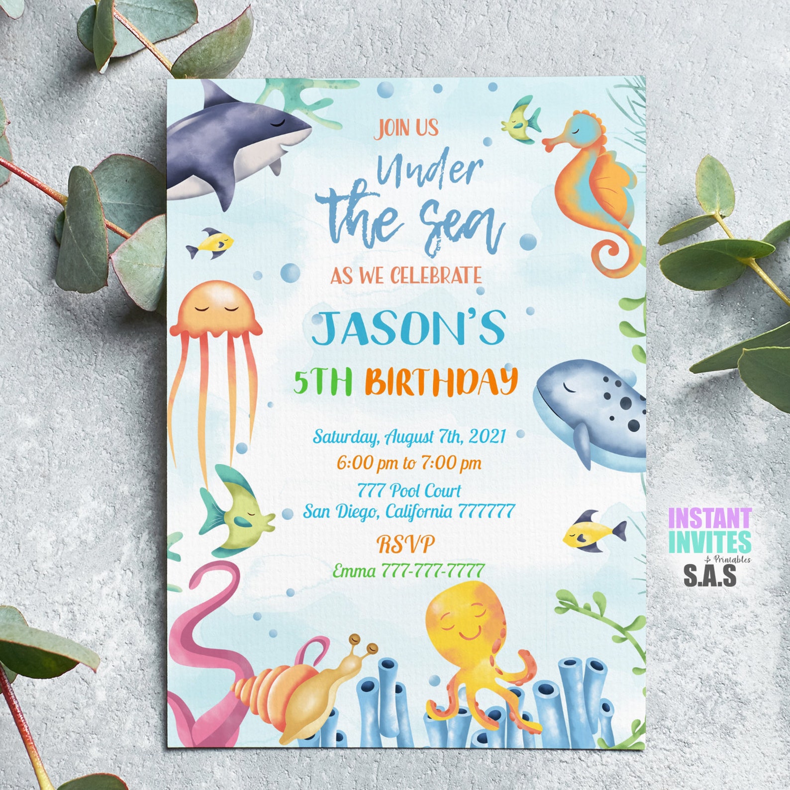 Under the Sea Invitation Under the Sea Invites Instant - Etsy
