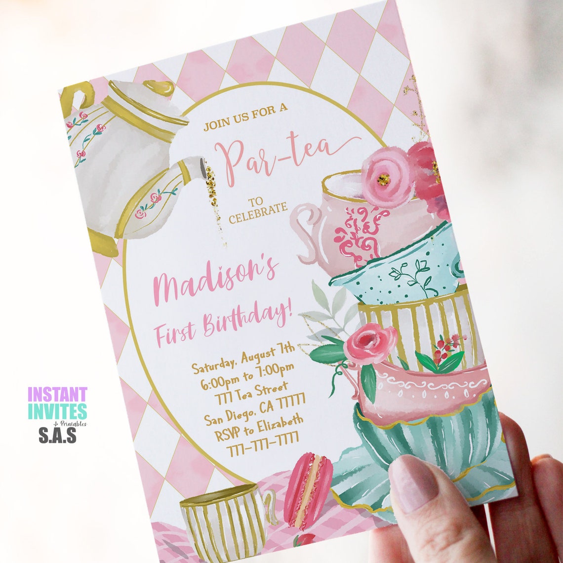 Tea Party Invitation Tea Party Invite Instant Download Tea | Etsy