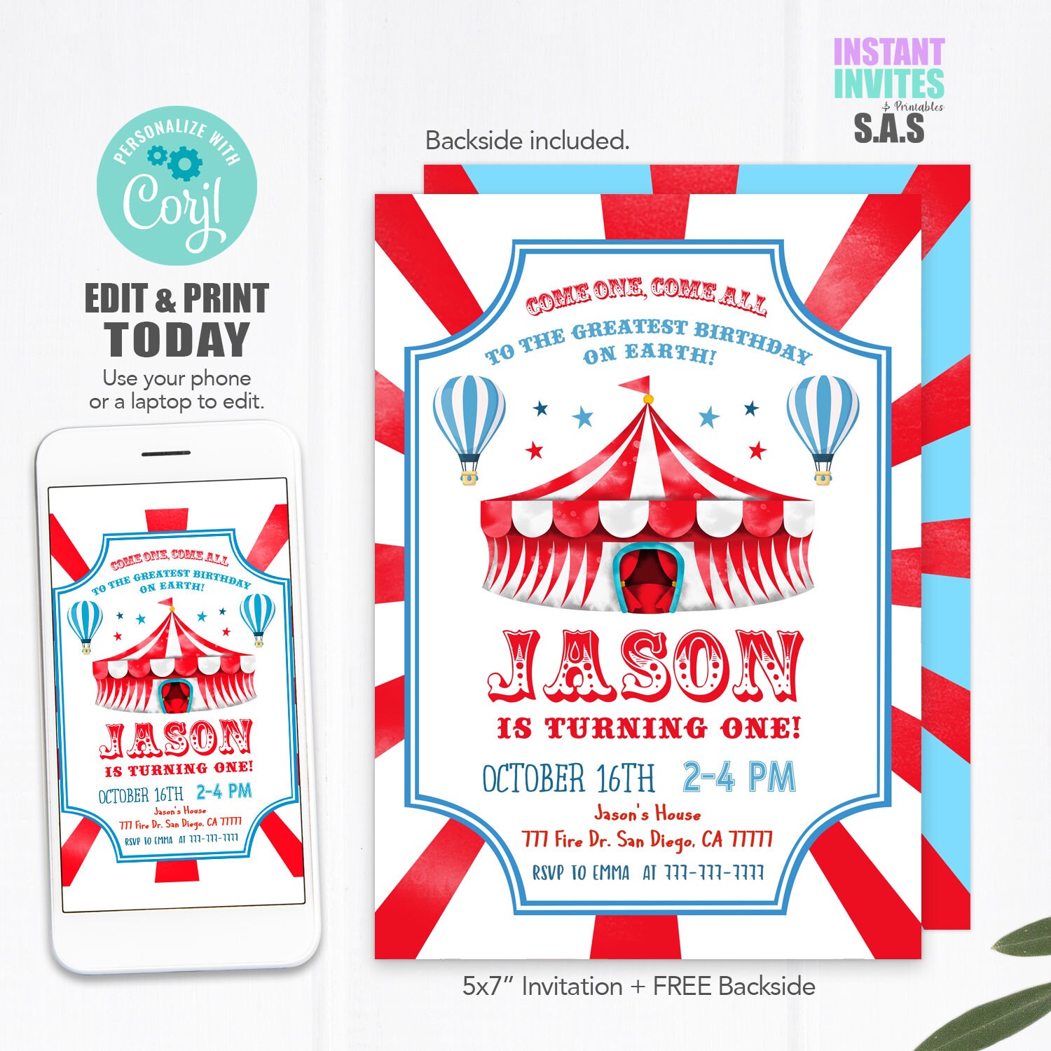 Circus Invitation Circus Invites Instant Download Circus - Etsy