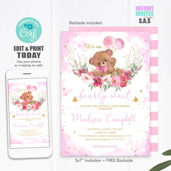 Teddy Bear Invitation Teddy Bear Invite Instant Download | Etsy