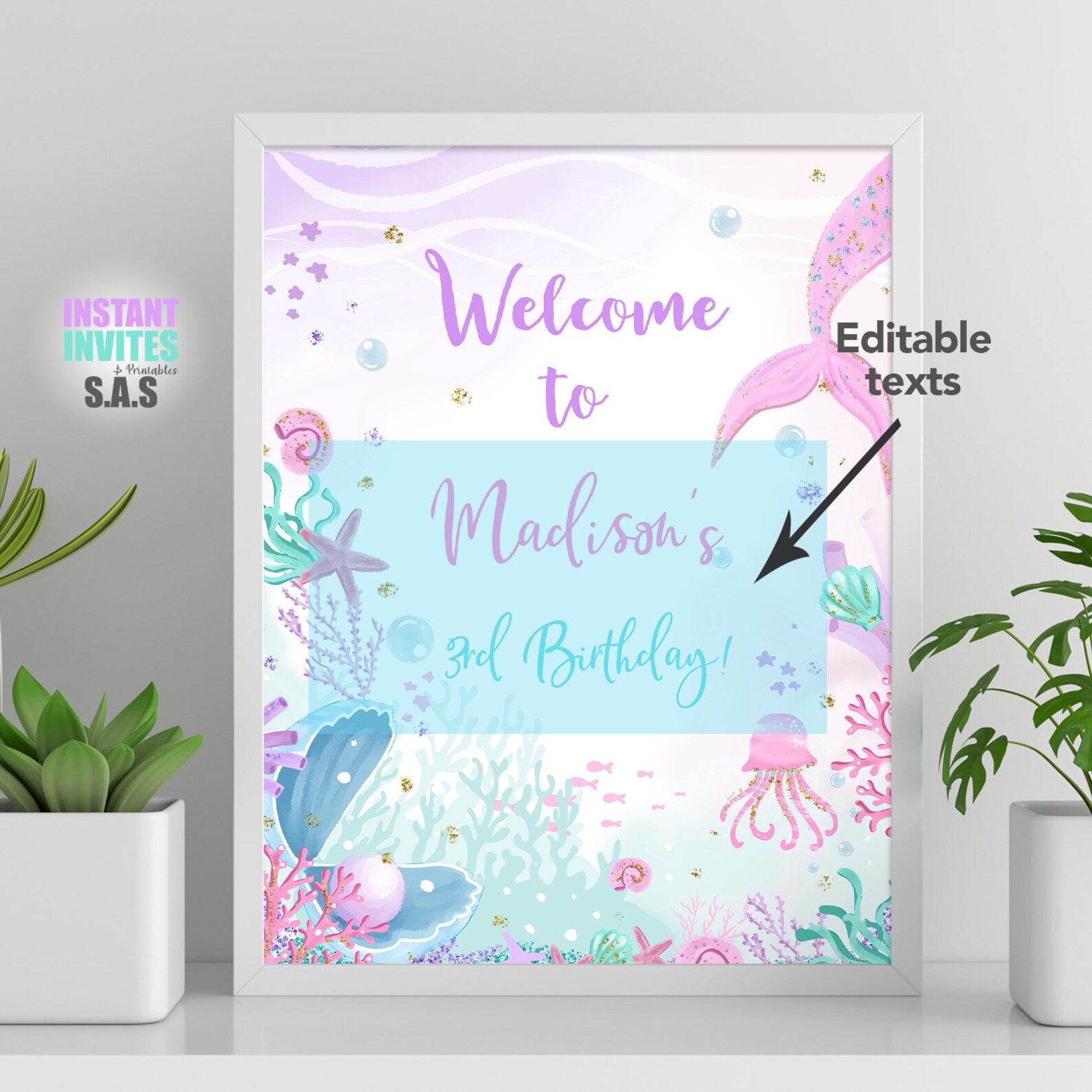 Mermaid Welcome Sign Mermaid Birthday Sign Mermaid716 - Etsy