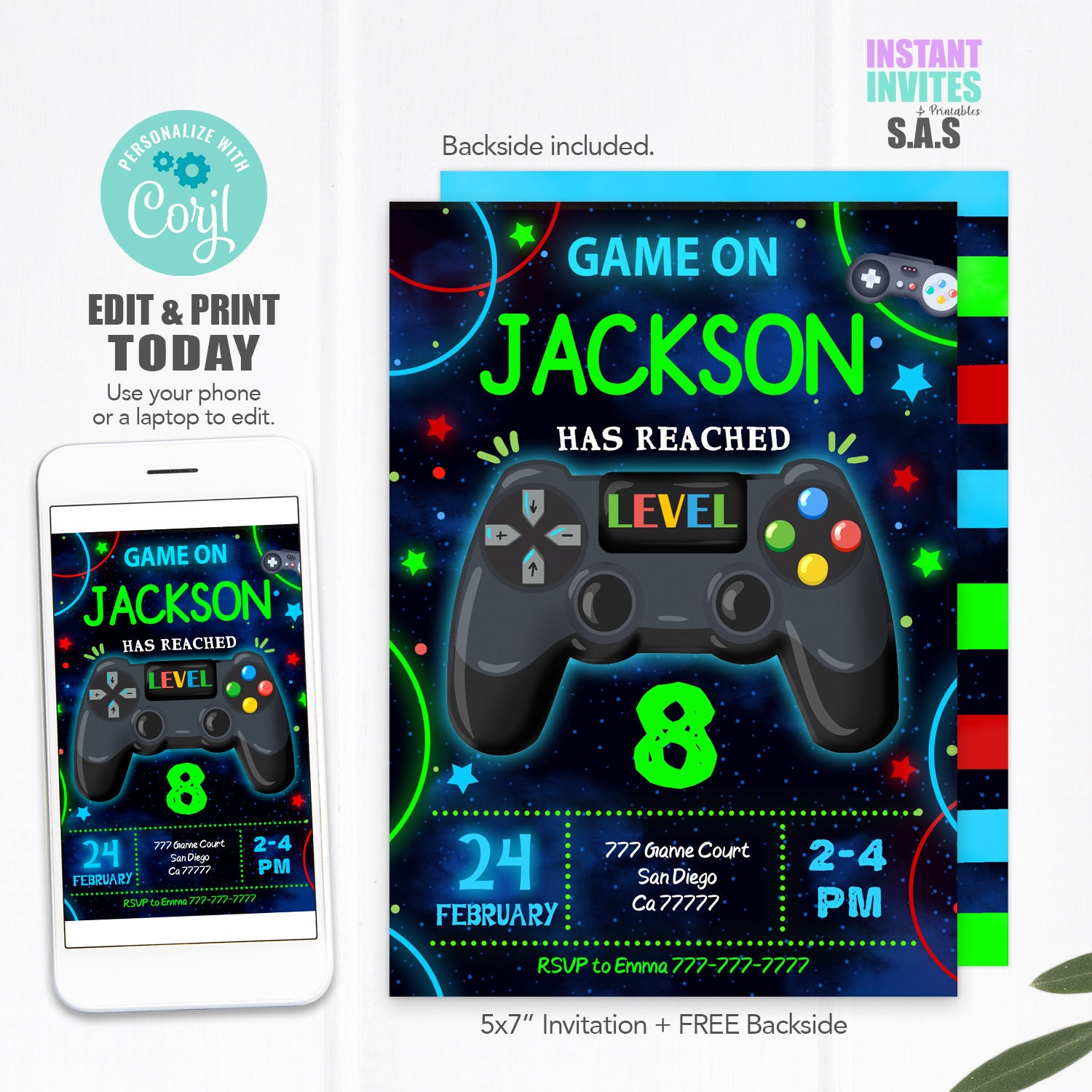 Video Games Invitation Video Games Invites Instant Download - Etsy