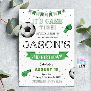 Soccer Invitation With Soccer Ball, Soccer Invites, Instant Download ...