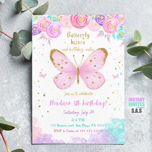 Butterfly Invitation, Butterfly Invites, Instant Download Butterfly ...