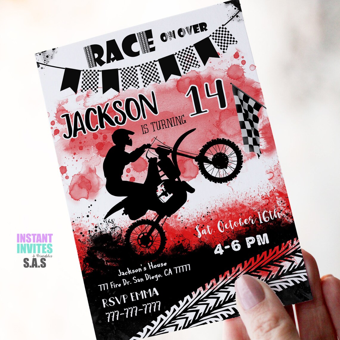 Bike Party Invitation Dirt Bike Invites Instant Download - Etsy