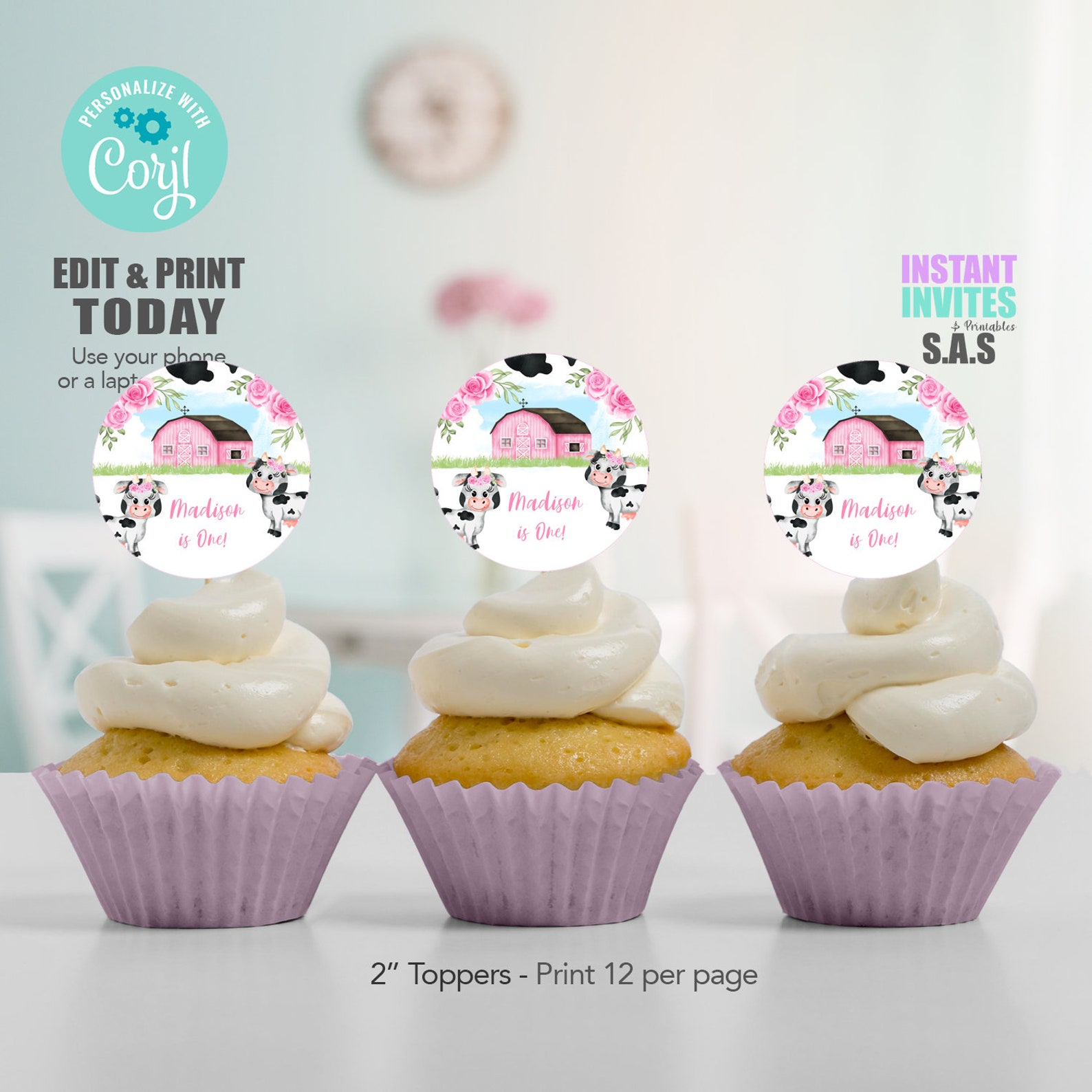 Cow Toppers Holy Cow Cupcake Toppers Cow Birthday Toppers - Etsy