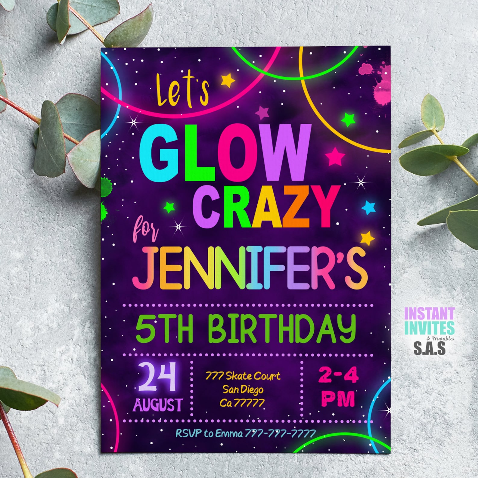 Let's Glow Crazy Invitation Let's Glow Invites - Etsy