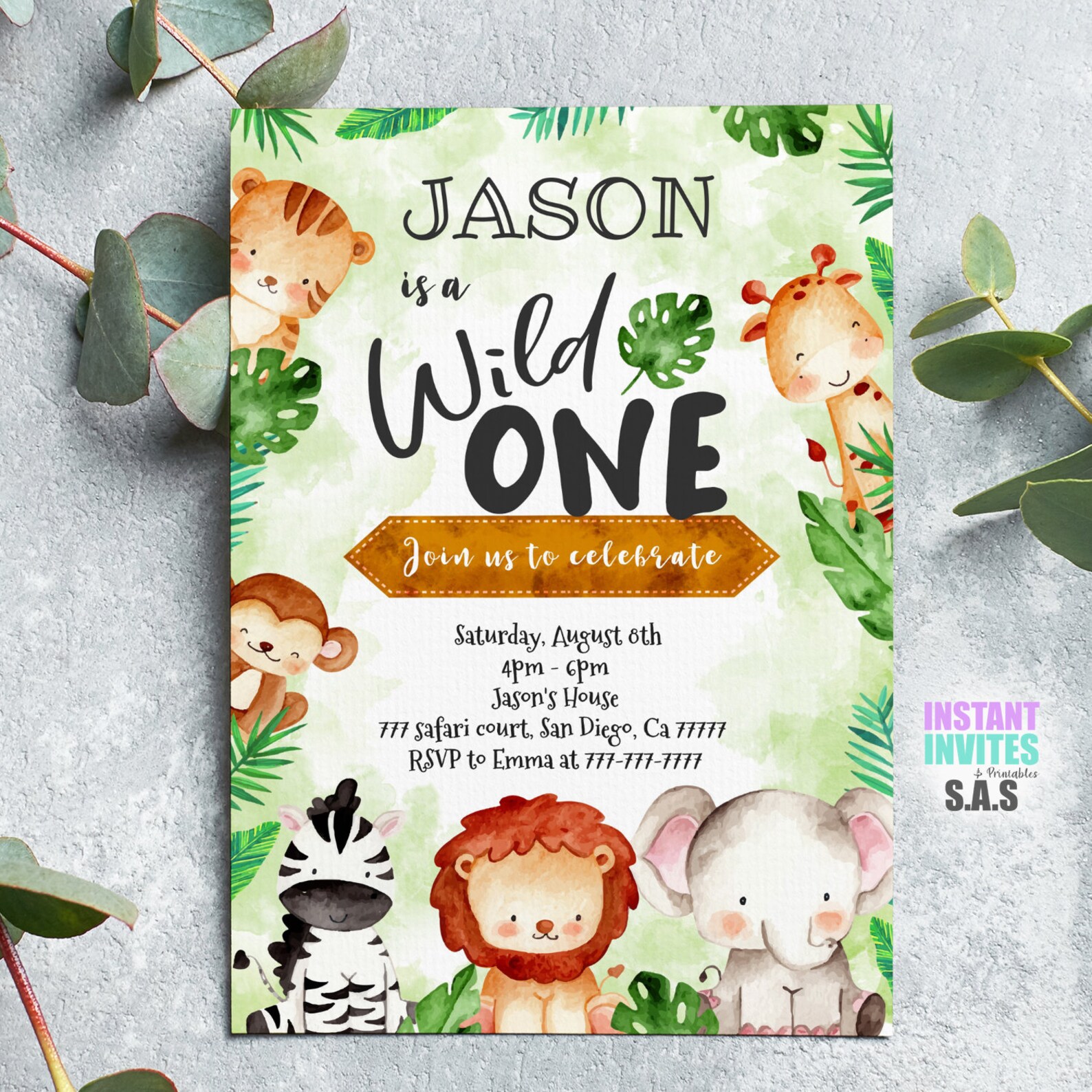 Safari Invitation Safari Animals Invites Instant Download | Etsy