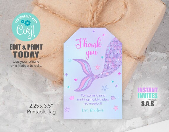 Mermaid Tags Mermaid Birthday Tags Mermaid Favor Tags | Etsy