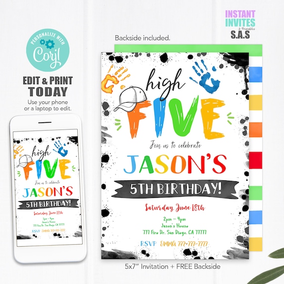 High Five Invitation High Five Invites Instant Download High - Etsy Canada
