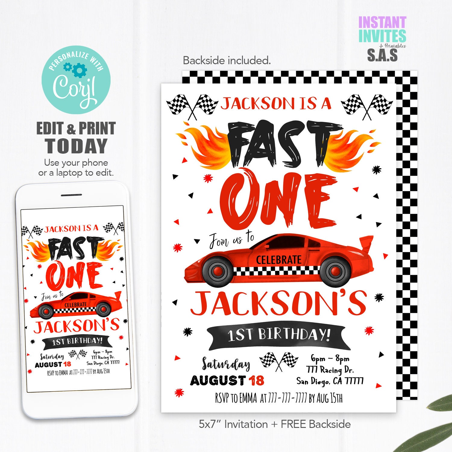 Racing Car Invitation Race Car Birthday Invitation Racing - Etsy