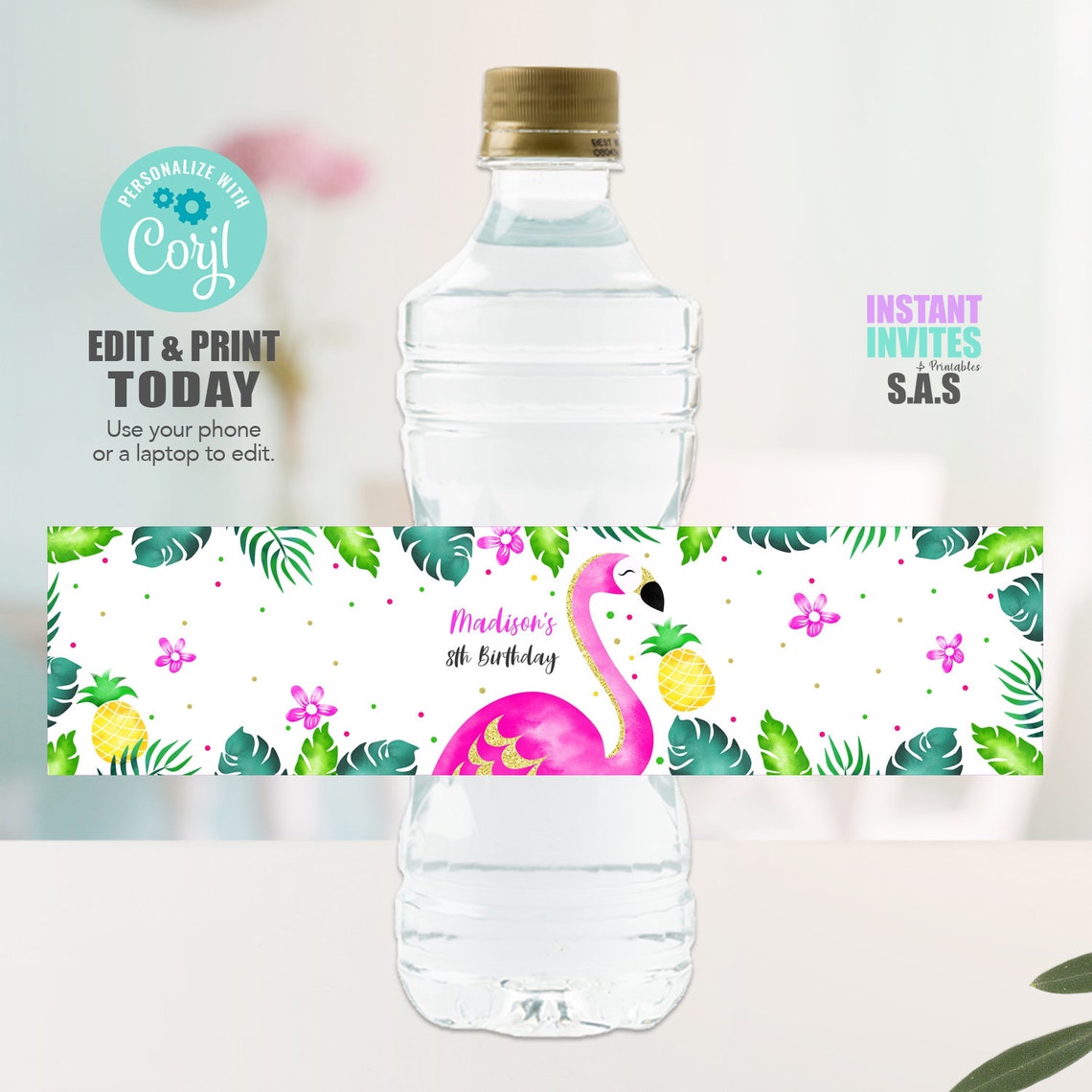 Flamingo Water Labels Flamingo Labels Flamingo Water Bottle | Etsy