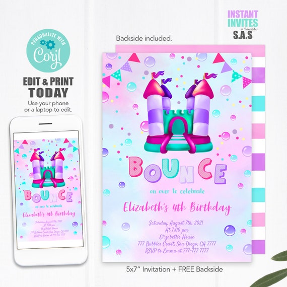 Bounce Invitation Bounce House Birthday Invites Instant - Etsy