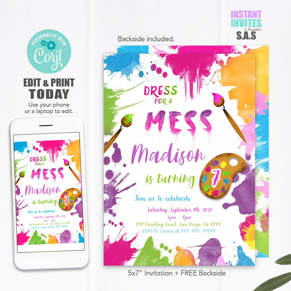 Painting Invitations Painting Invites Instant Download - Etsy