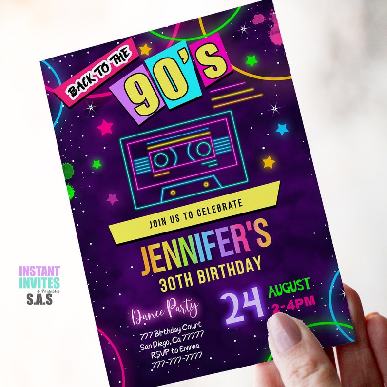 90s Invitation 90s Invites Instant Download 90s Invitations | Etsy