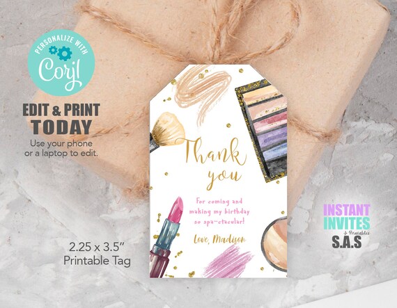 Spa Party Tags Spa Birthday Tags Spa Birthday Favor Tags | Etsy