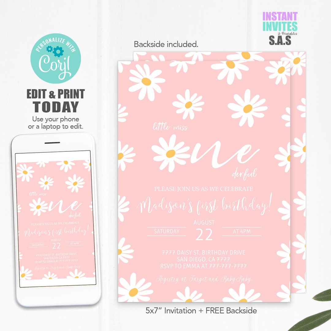 Daisy Invitations Daisy Invite Instant Download Daisy - Etsy