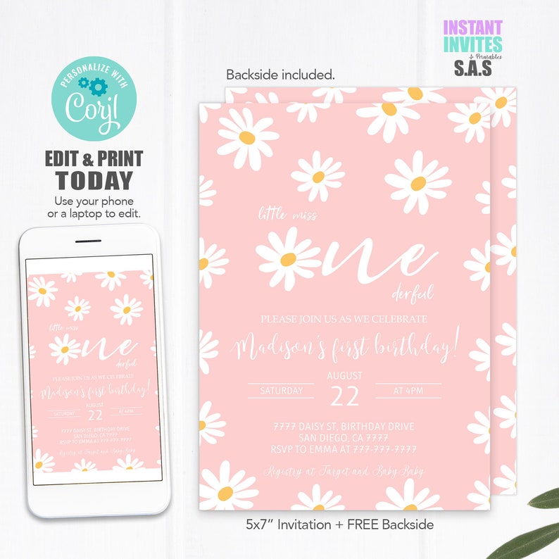 Daisy Invitations Daisy Invite Instant Download Daisy | Etsy