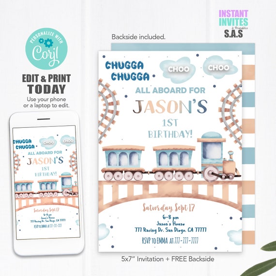 Train Invitation Train Invites Instant Download Train - Etsy