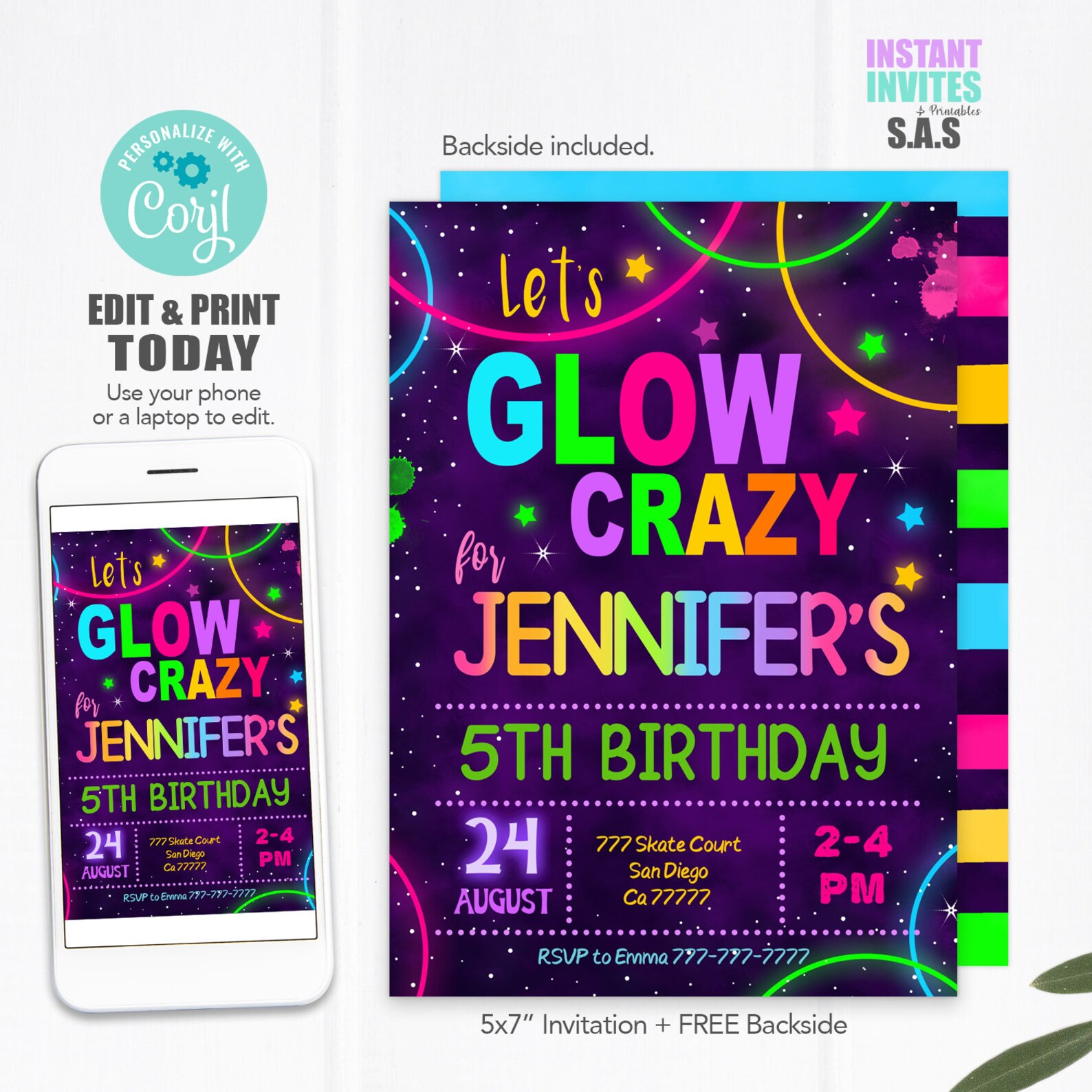 Let's Glow Crazy Invitation Let's Glow Invites | Etsy
