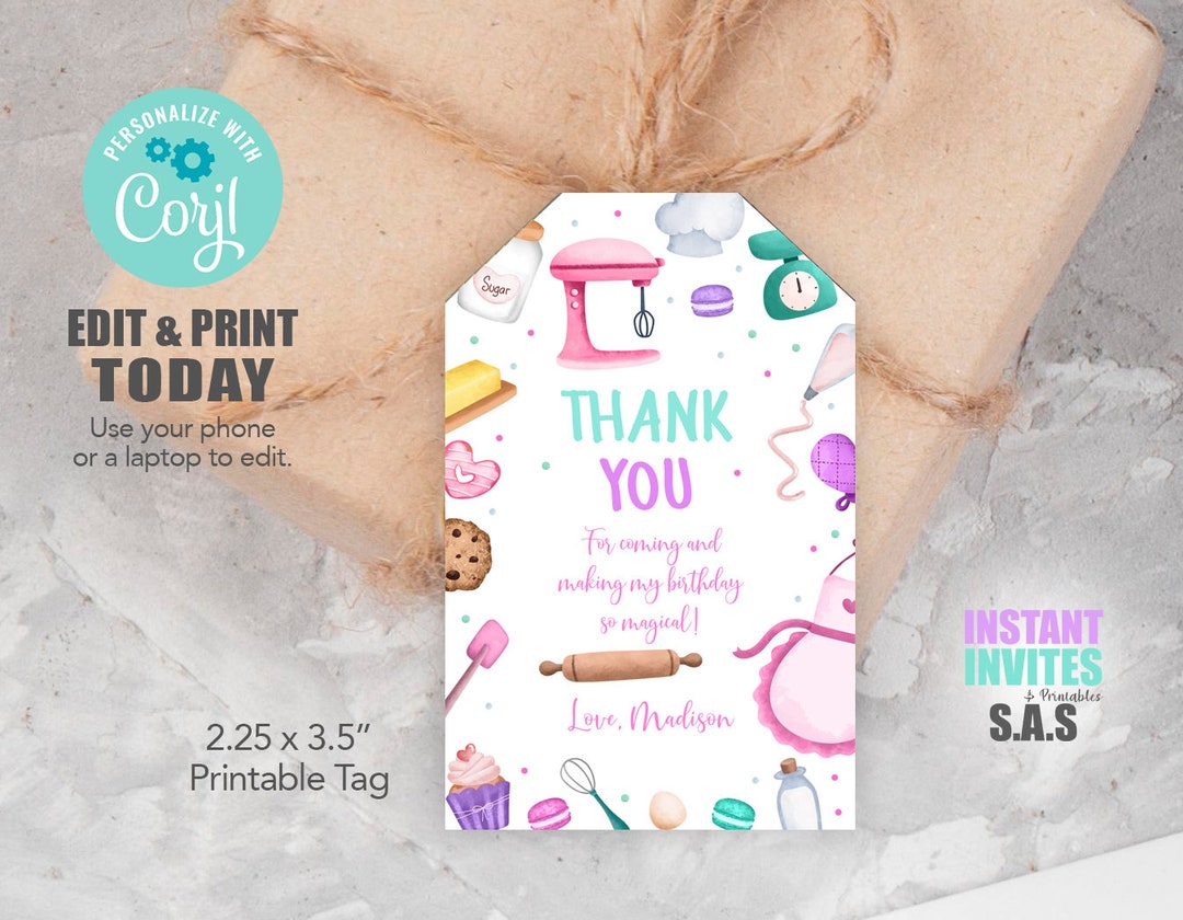 Baking Tags, Baking Birthday Tags, Baking Favor Tags, Baking703 - Etsy