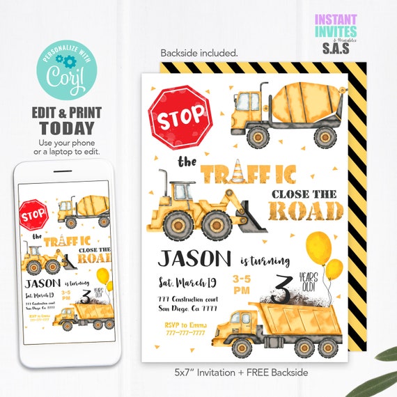 Construction Invitation Construction Invites Instant | Etsy