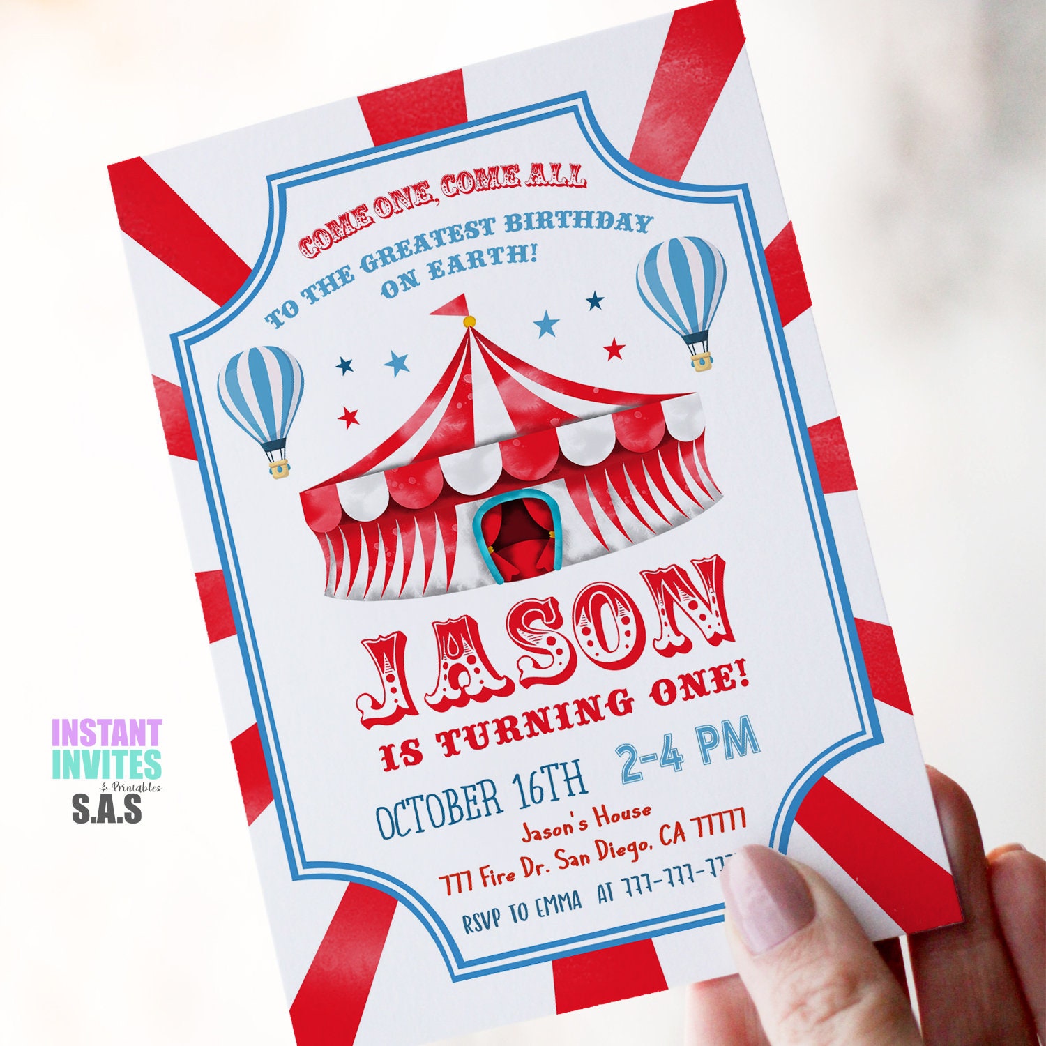 Circus Invitation Circus Invites Instant Download Circus - Etsy