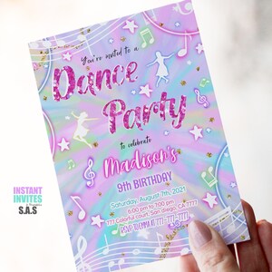 Dance Invitation, Dance Party Invites, Instant Download Dance Birthday ...