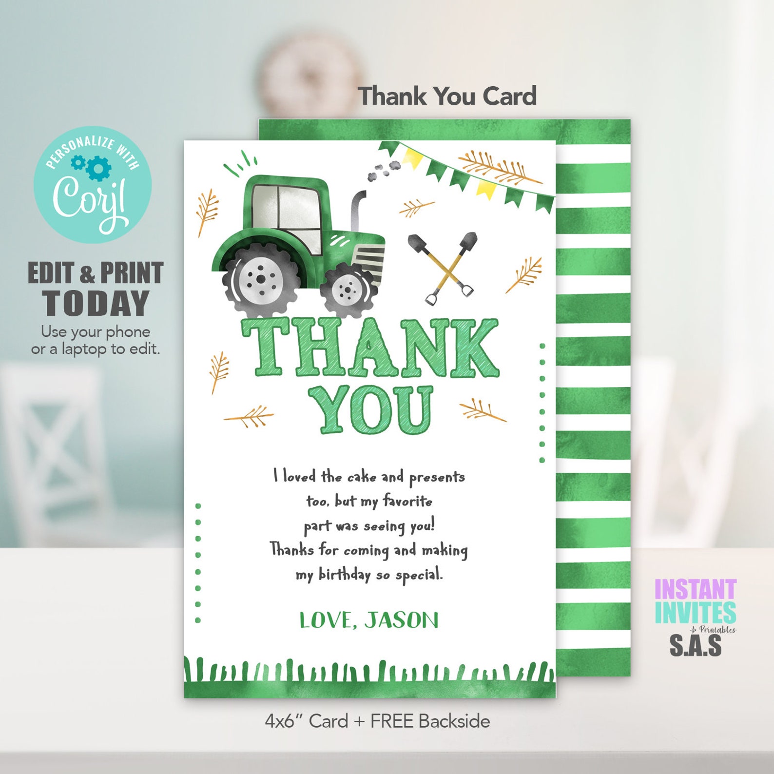 Tractor Thank You Card Tractor Cards Tractor Thank You - Etsy