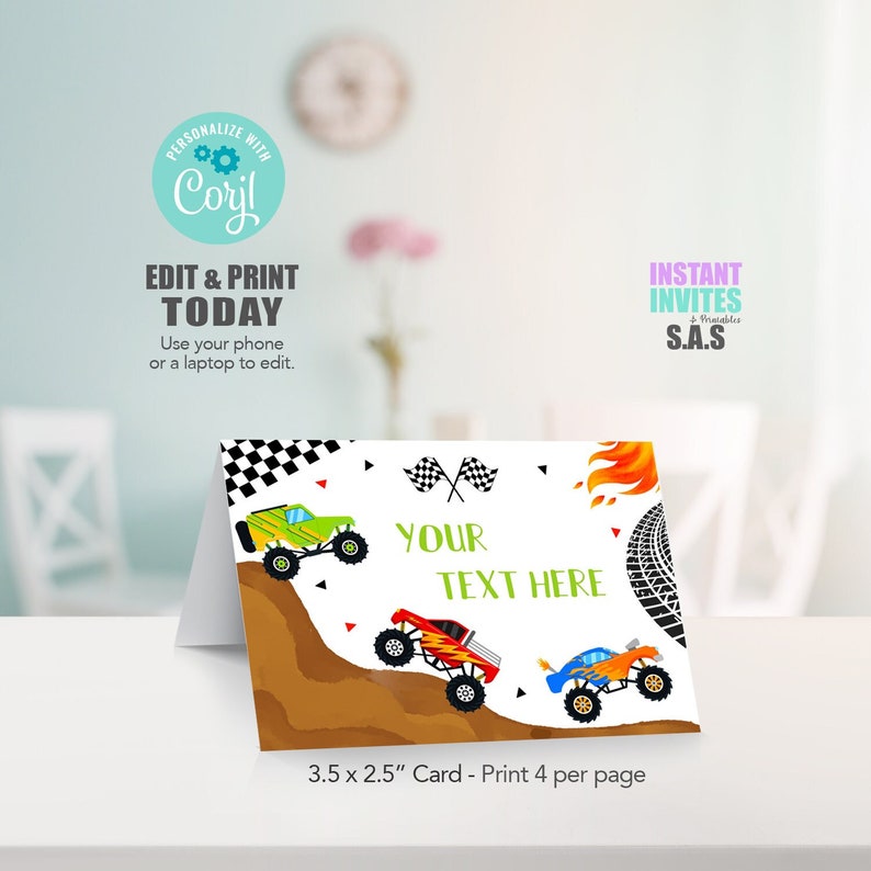 Monster Truck Food Labels, Monster Truck Food Tags, Monster Truck Food ...