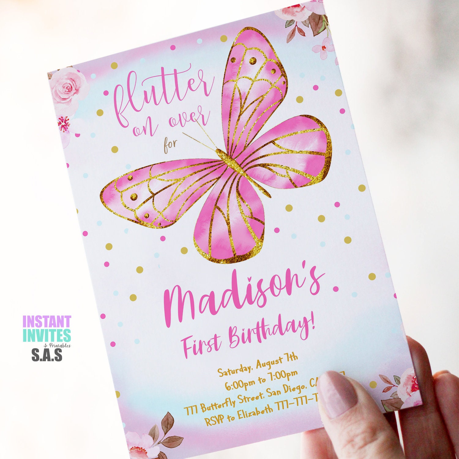 Butterfly Invitation Butterfly Invites Instant Download - Etsy
