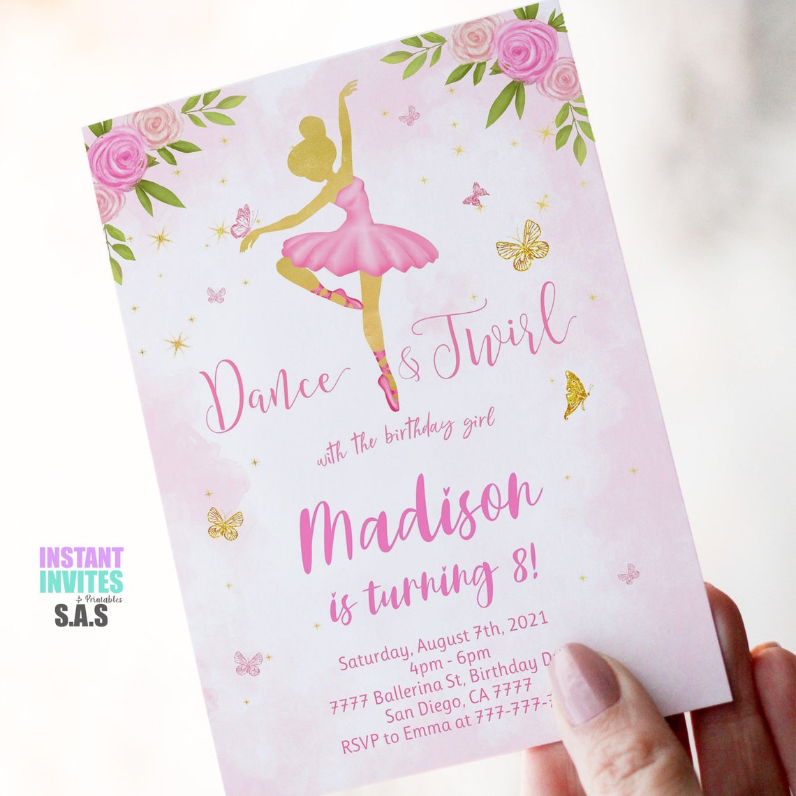 Ballerina Invitation Ballerina Invites Instant Download | Etsy
