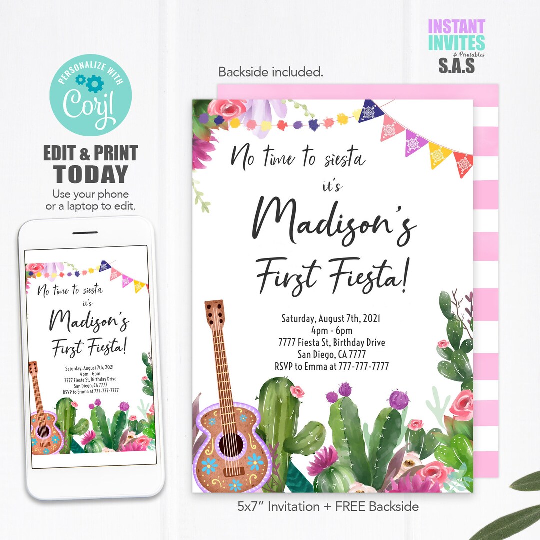 Fiesta Invitation, Fiesta Invites, Instant Download Fiesta Invitations ...